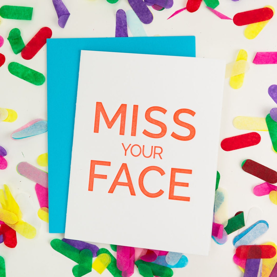 Miss Your Face Letterpress Card - Etsy