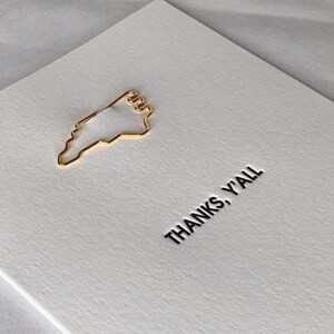 Thanks Y'all North Carolina Paper Clip Letterpress Card - Etsy