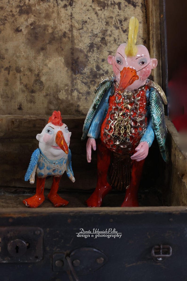 Colorful handmade ceramic bird sculpture from the Parallel World art ...