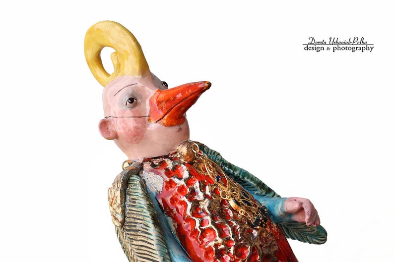 Colorful handmade ceramic bird sculpture from the Parallel World art ...