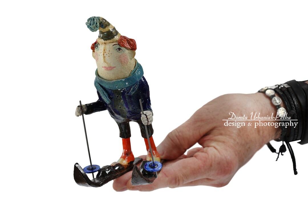 Winter Fun - Skier Jo - Winter Tales - Ceramic Figurine - Small ...