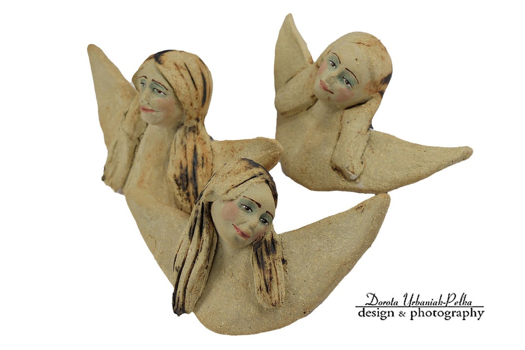 Ceramic Angel Heads on the Wall 3 Pieces Wall Sculpture - Etsy