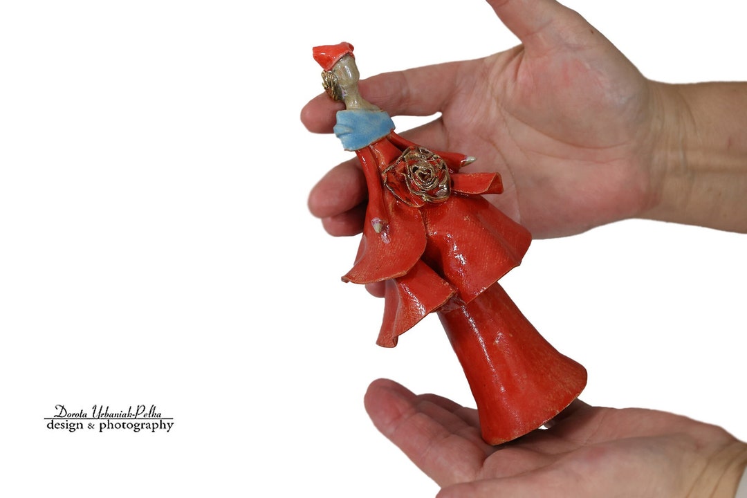 Lady in Red - Miniature Female Figurine - Ceramic Figurine From the ...