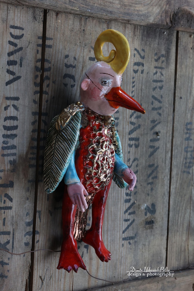 Colorful handmade ceramic bird sculpture from the Parallel World art ...