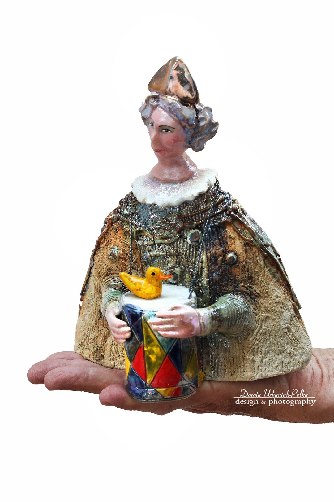 Handmade Ceramic Pierrot Sculpture With Yellow Duck – Unique OOAK ...