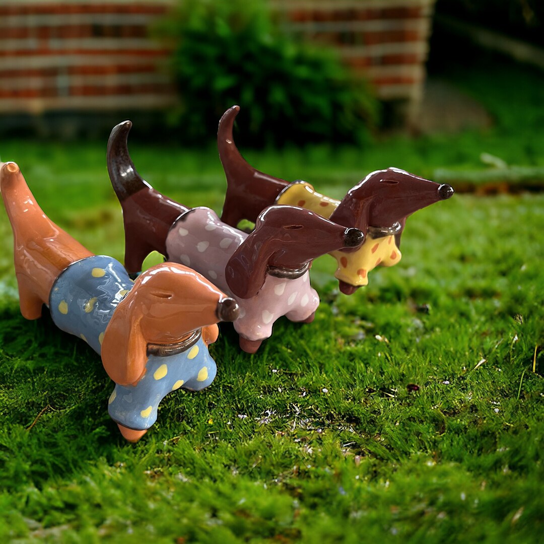 Dachshund Ceramic Sculpture Handcrafted Decoration Colored Ceramic ...