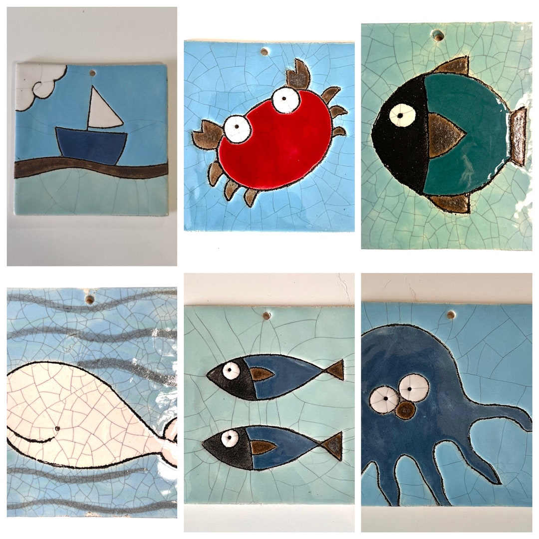 Sea Theme Tile/tile. Octopus, Crab, Fish, Whale - Etsy UK