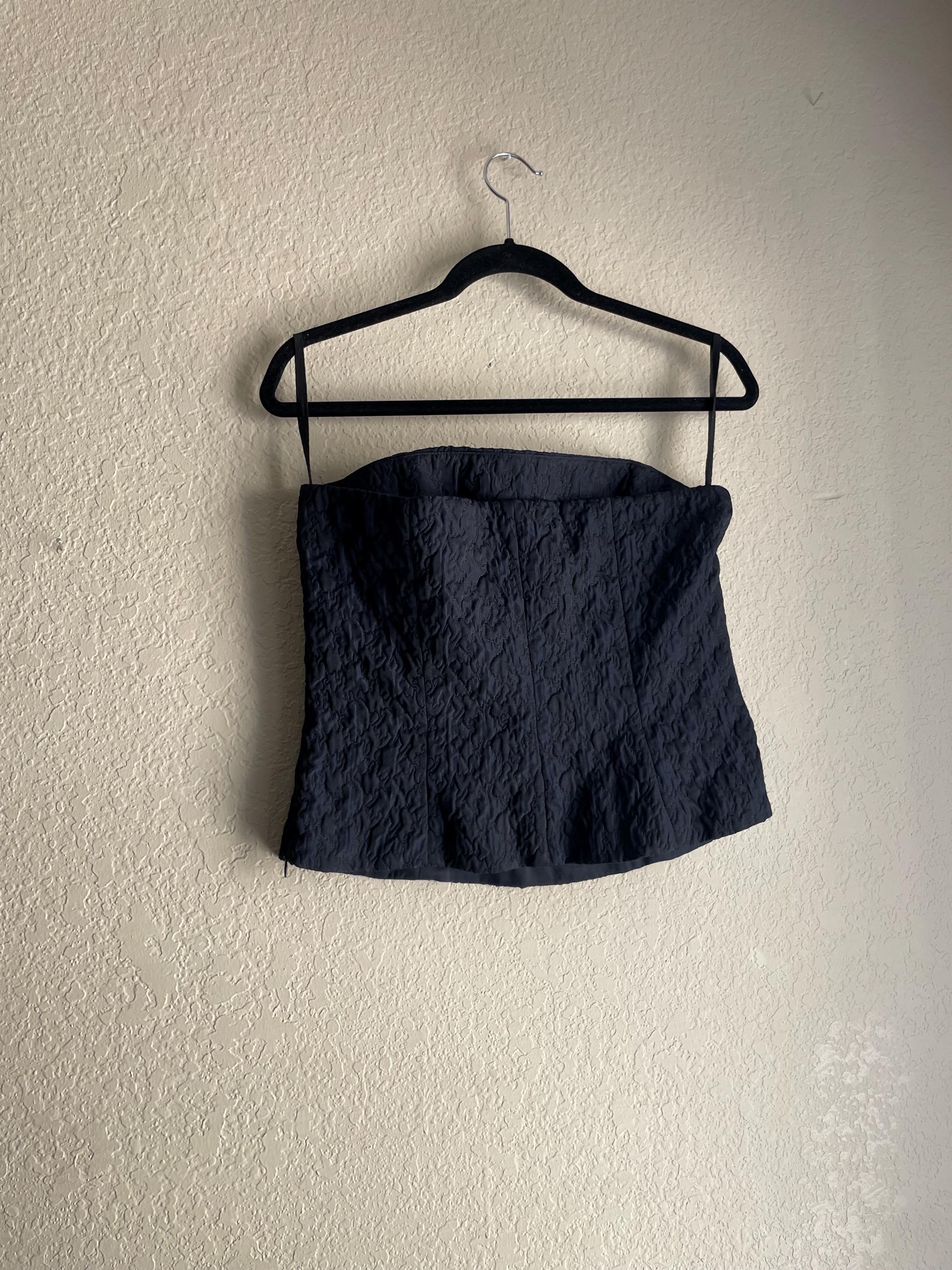 Vintage 2000’s Dark Blue and Black Iridescent Strapless Corset Two ...