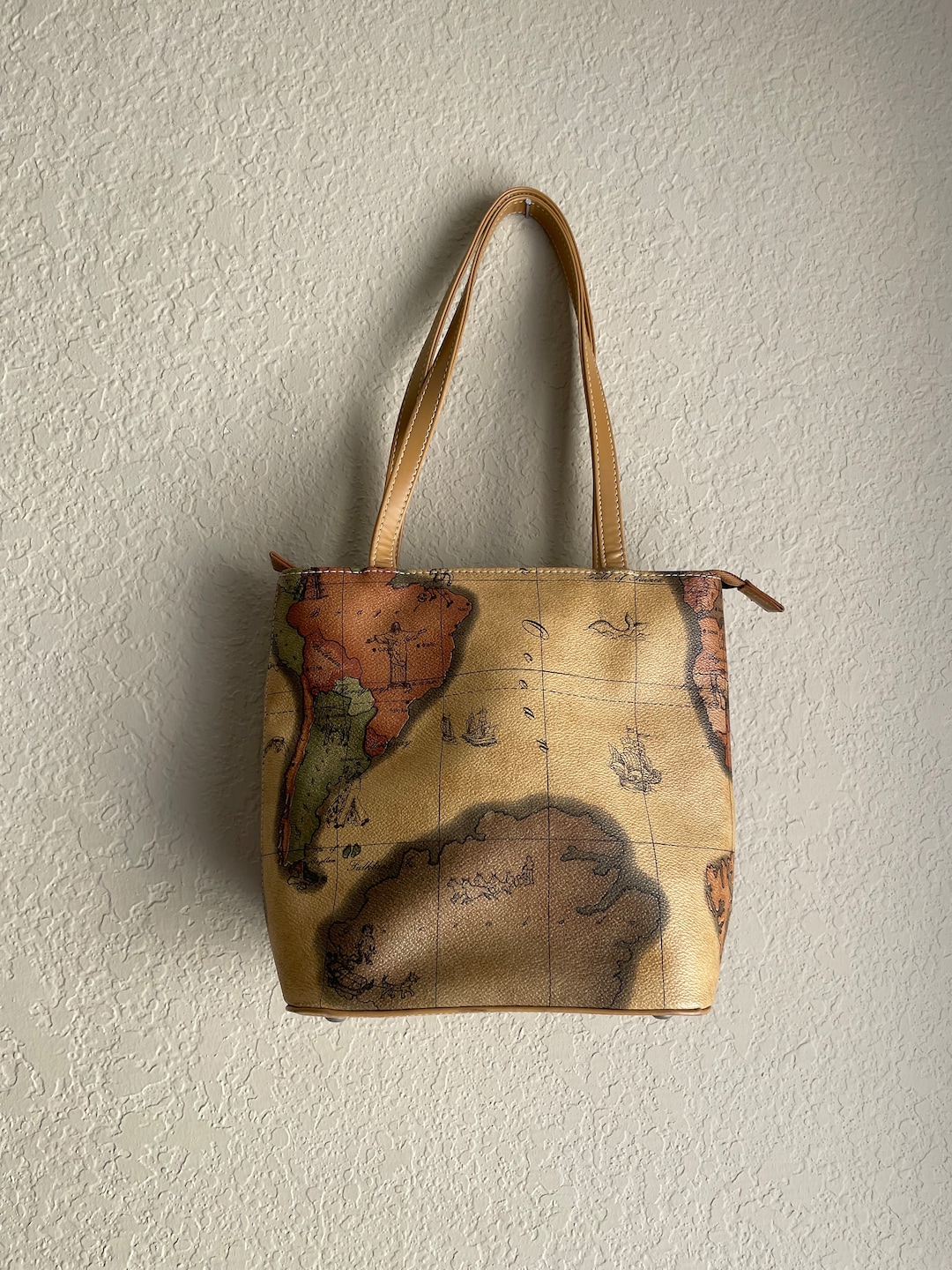 Vintage 1990’s Iconic Faux Leather World Map Purse - Etsy