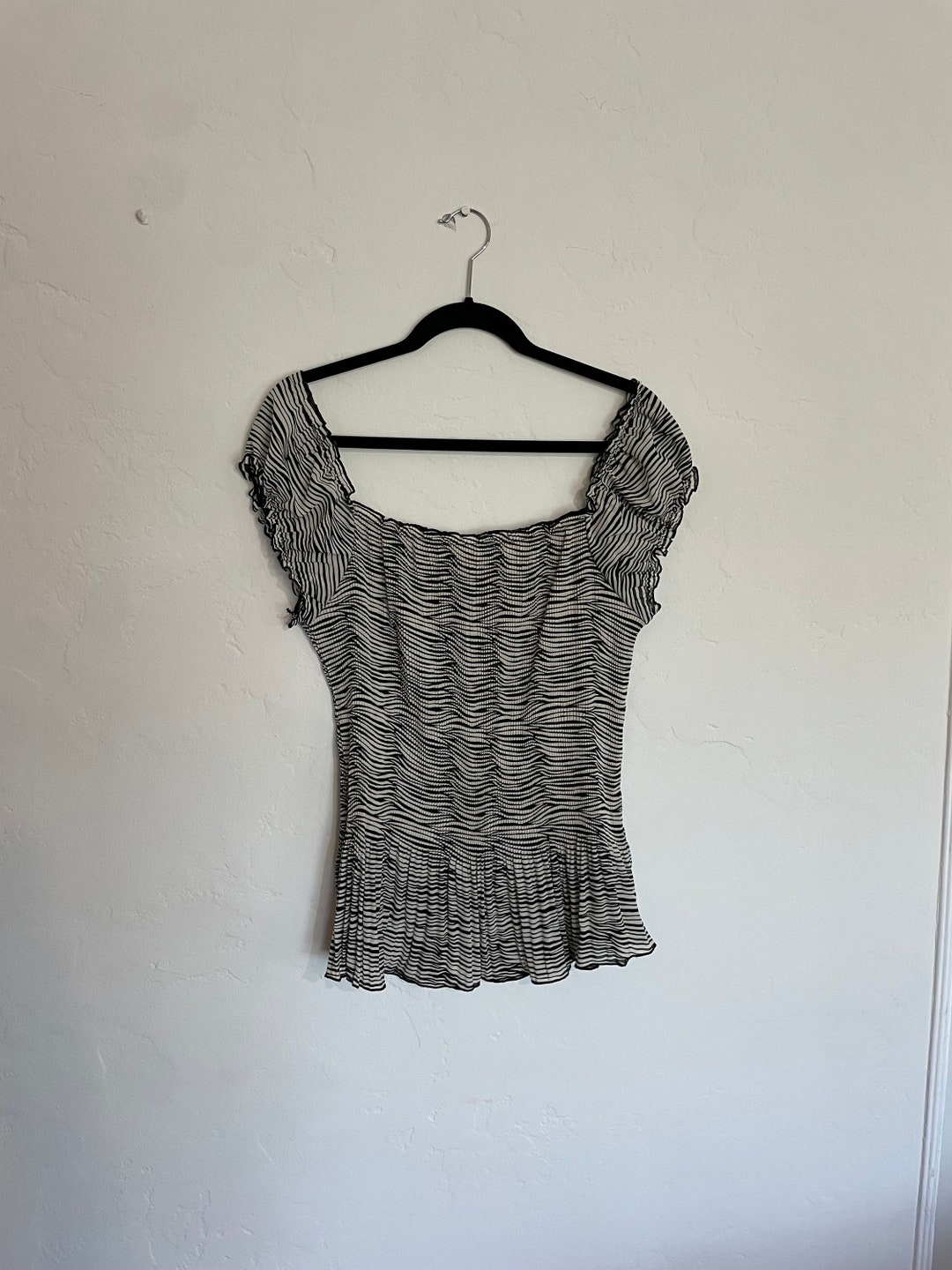 Vintage 2000s Animal Print Zebra off the Shoulder Size Large Top - Etsy