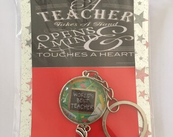 Teacher Keyring Acrylic Circle Keychain With Tassel Teach - Etsy