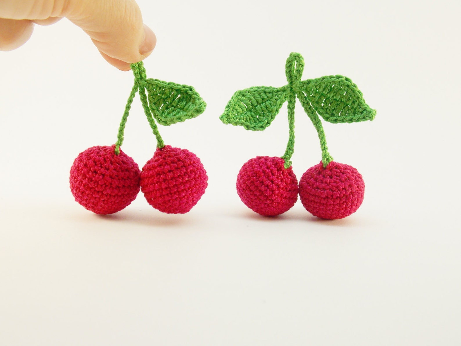 2 Piece Crochet Pink Cherry Play Food Kitchen Decoration | Etsy