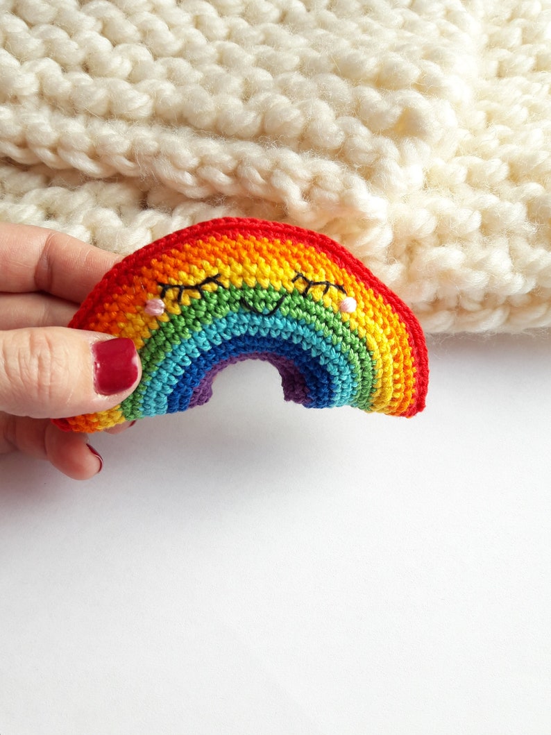 Toy Rainbow Rattle Closed Eyes Crochet Rattlescrochet - Etsy