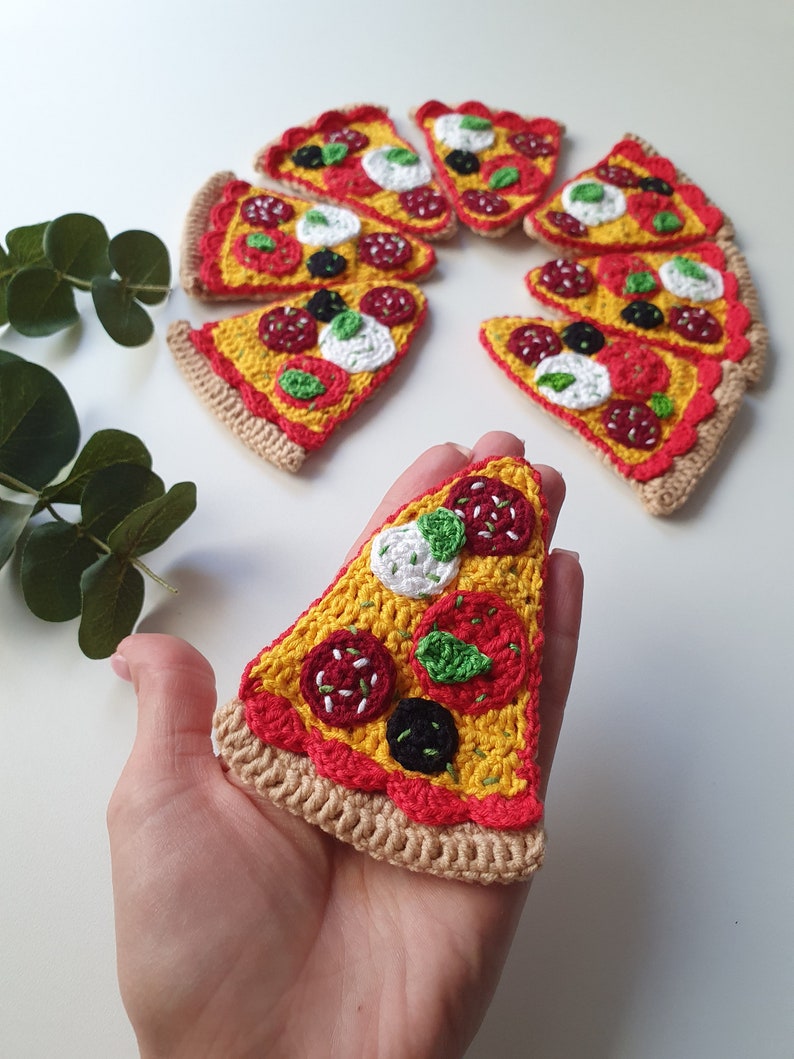 Crochet Toy Pizza 8 Pcs Crochet Pizzatether Toy Play Food - Etsy