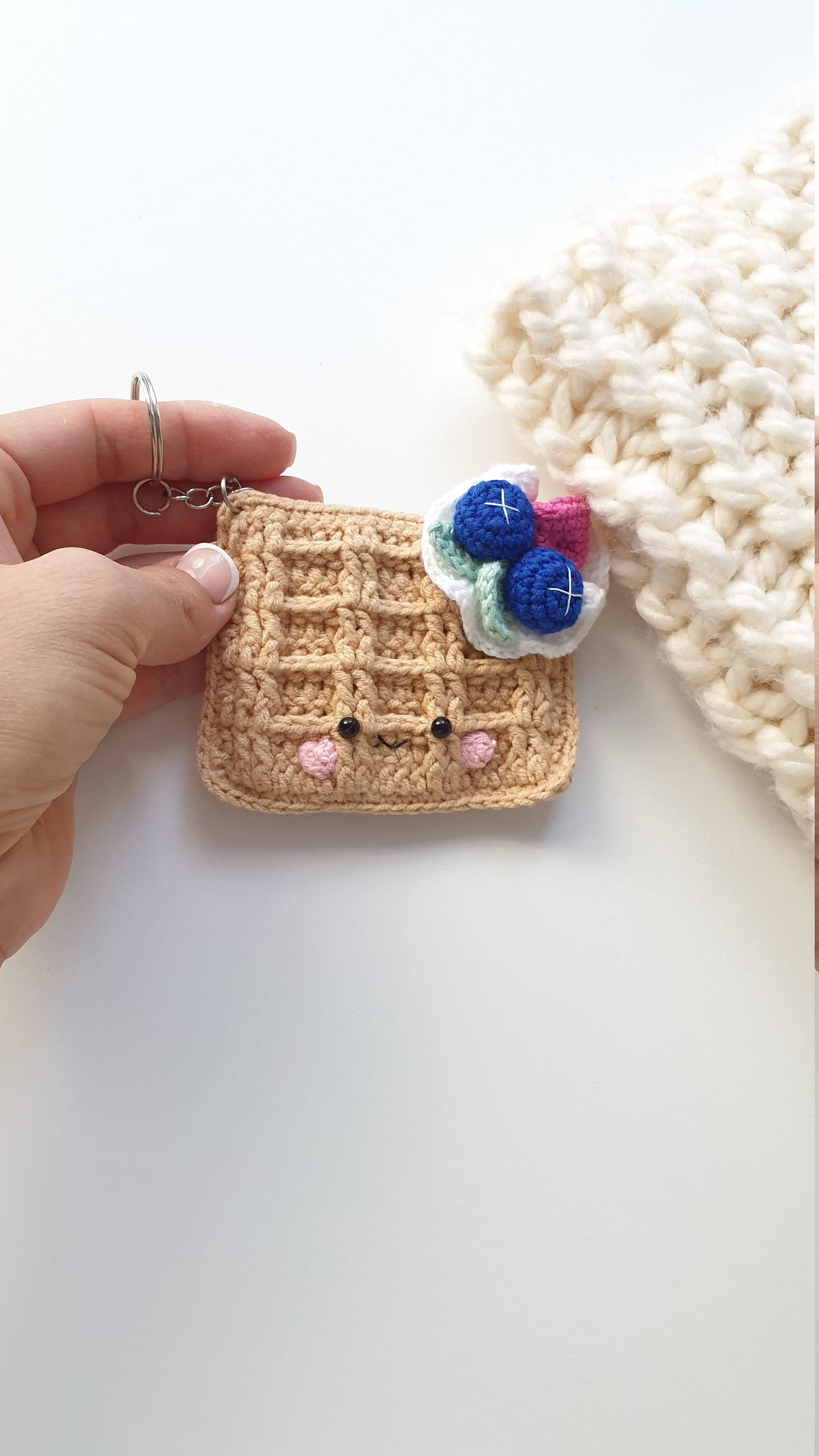Viennese Waffle Keychain 1pc Baby Gift crochet Dessert - Etsy UK