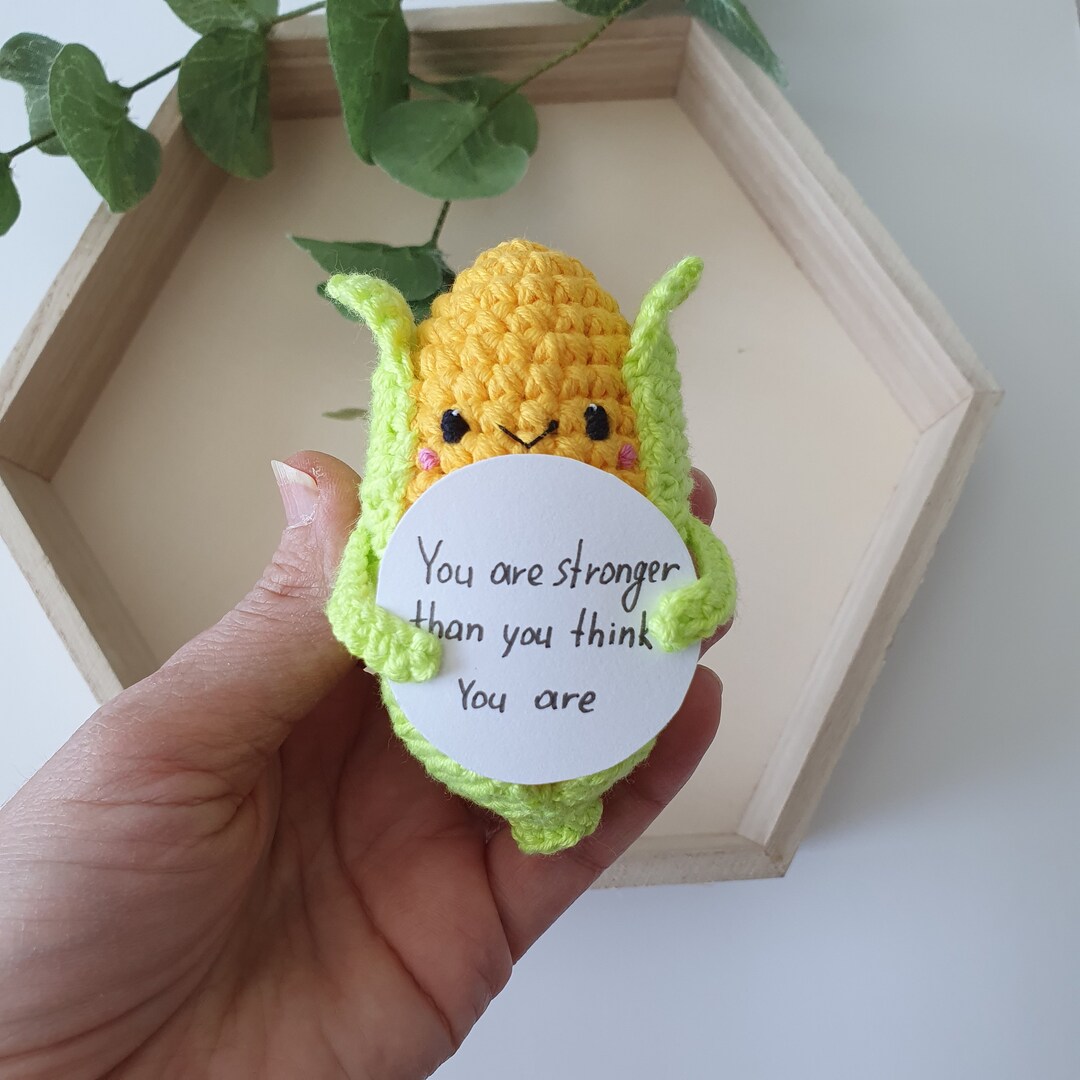 Crochet Corn for Emotional Support, Caring Carrot With Positive Corn ...