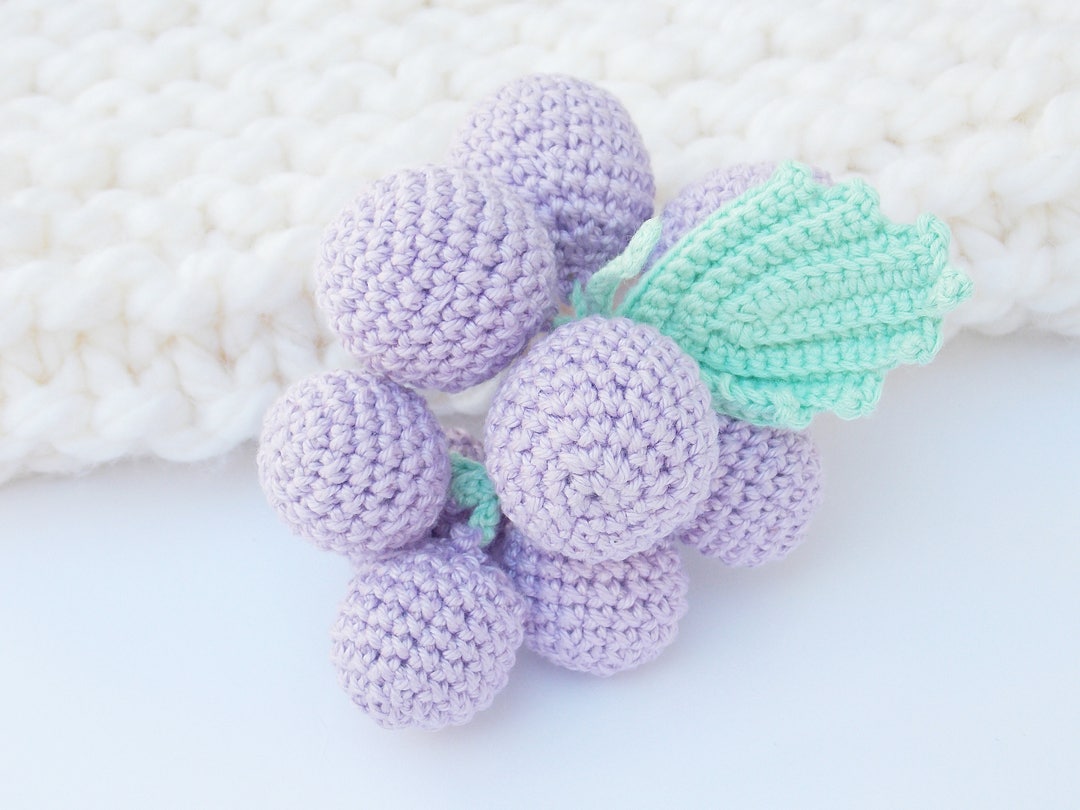 Crochet Fruit Rattle Grapes (1 PC) - Toy Pastel Colors-baby Shower Gift ...