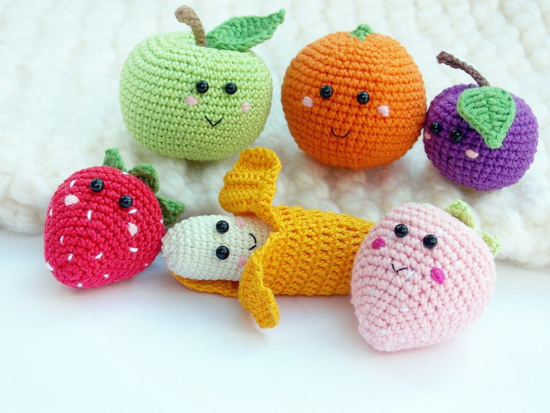 Crochet Plum Kawaii 1 Pc Crochet Fruits Rattle Toys Kids - Etsy
