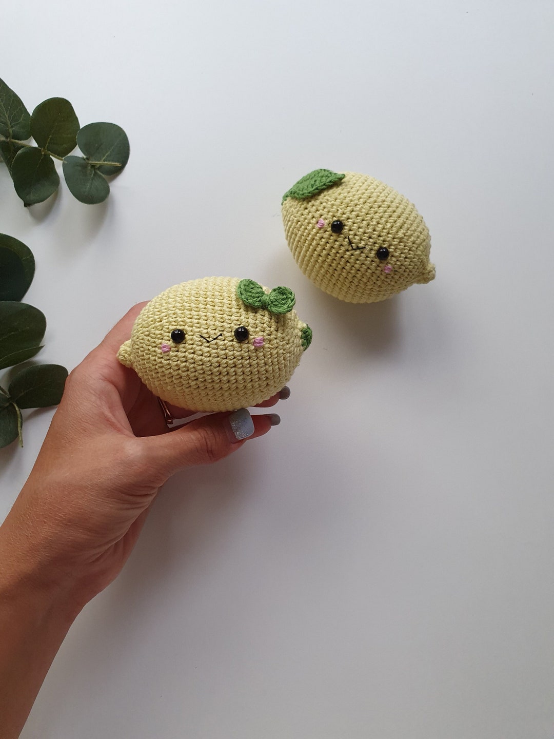Crochet Lemon Kawaii 2 Pc Crochet Fruits Rattle Toys, Kids Toys, Baby ...