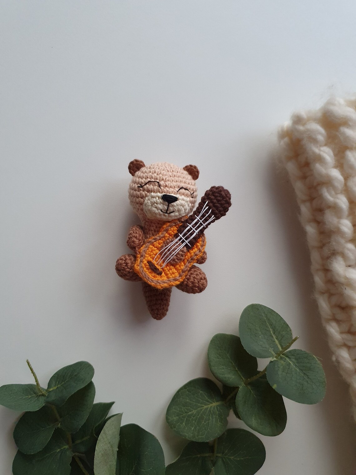 Otter With Guitarcrochet Otter Mini Otter Toy Pocket Otter - Etsy