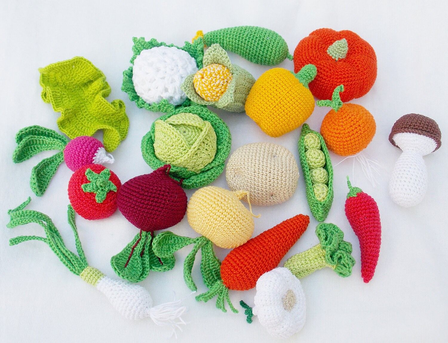 Crochet play food set 36 pcs Crochet vegetables and fruit | Etsy