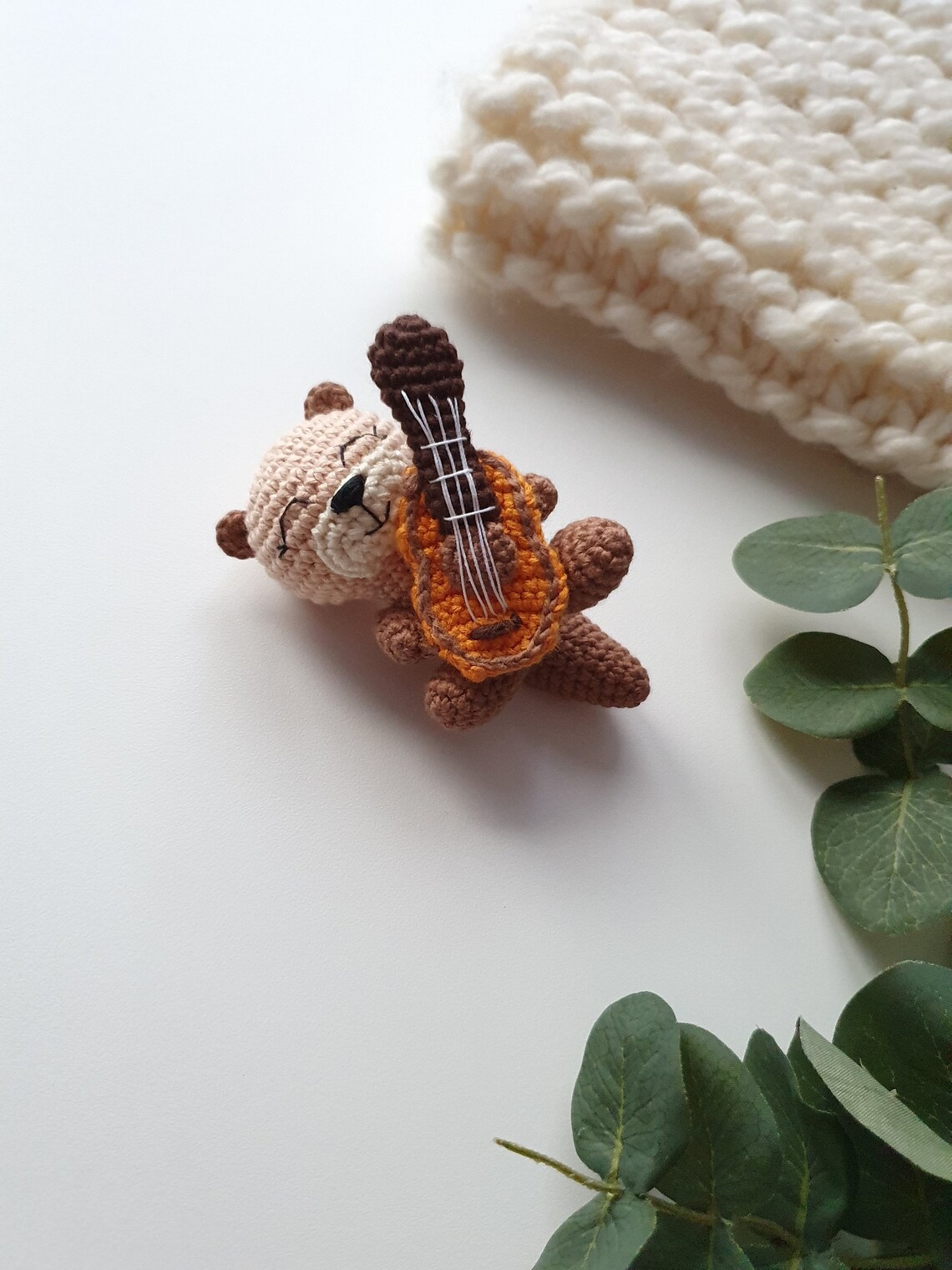 Otter With Guitarcrochet Otter Mini Otter Toy Pocket Otter - Etsy
