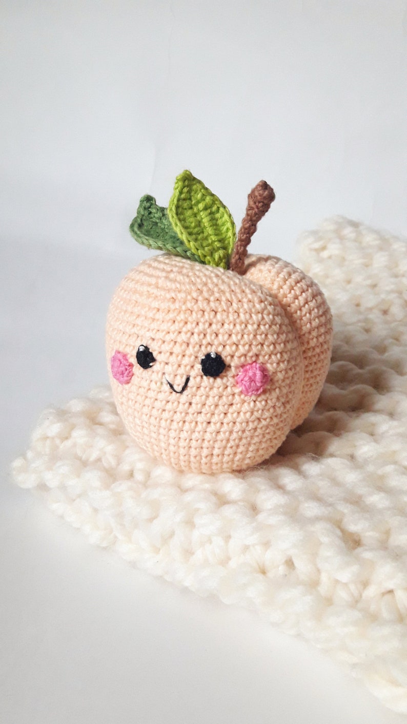 Big Crochet peach kawaii 1 pc Crochet fruits Rattle toys | Etsy