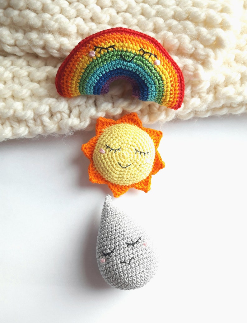 Toy Rainbow Rattle Closed Eyes Crochet Rattlescrochet - Etsy