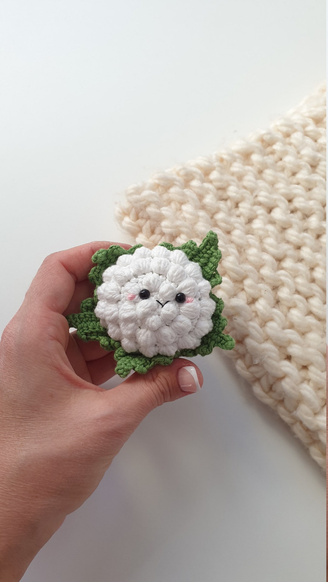 Crochet Cauliflower - (1pcs), Play Food, Crochet Vegetables, Soft Toy ...