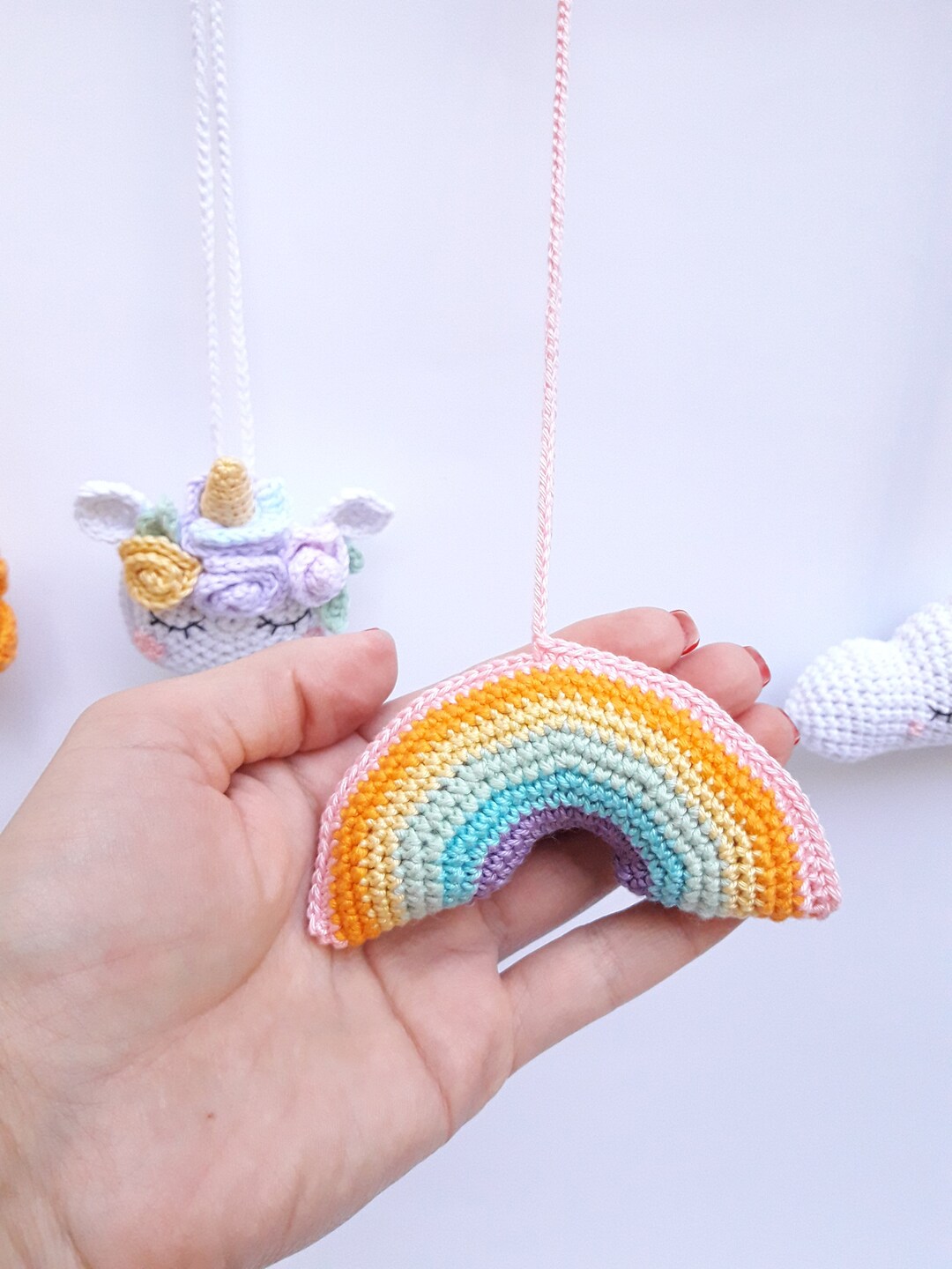 Rainbow Baby Stroller Mobile,crochet Rattles,children's Decoration ...