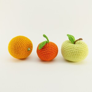 Сrochet Baby Rattles Fruit, Set of 3 Pieces - Tangerine, Apple, Grapes ...