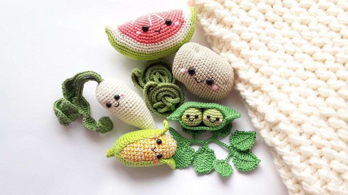 Happy Vegies Kawaii rattle Toys Amigurumi Soft Toybaby - Etsy