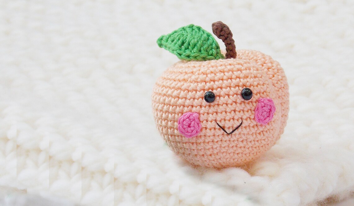 Crochet Peach Kawaii 1 Pc Crochet Fruits Rattle Toys Kids - Etsy