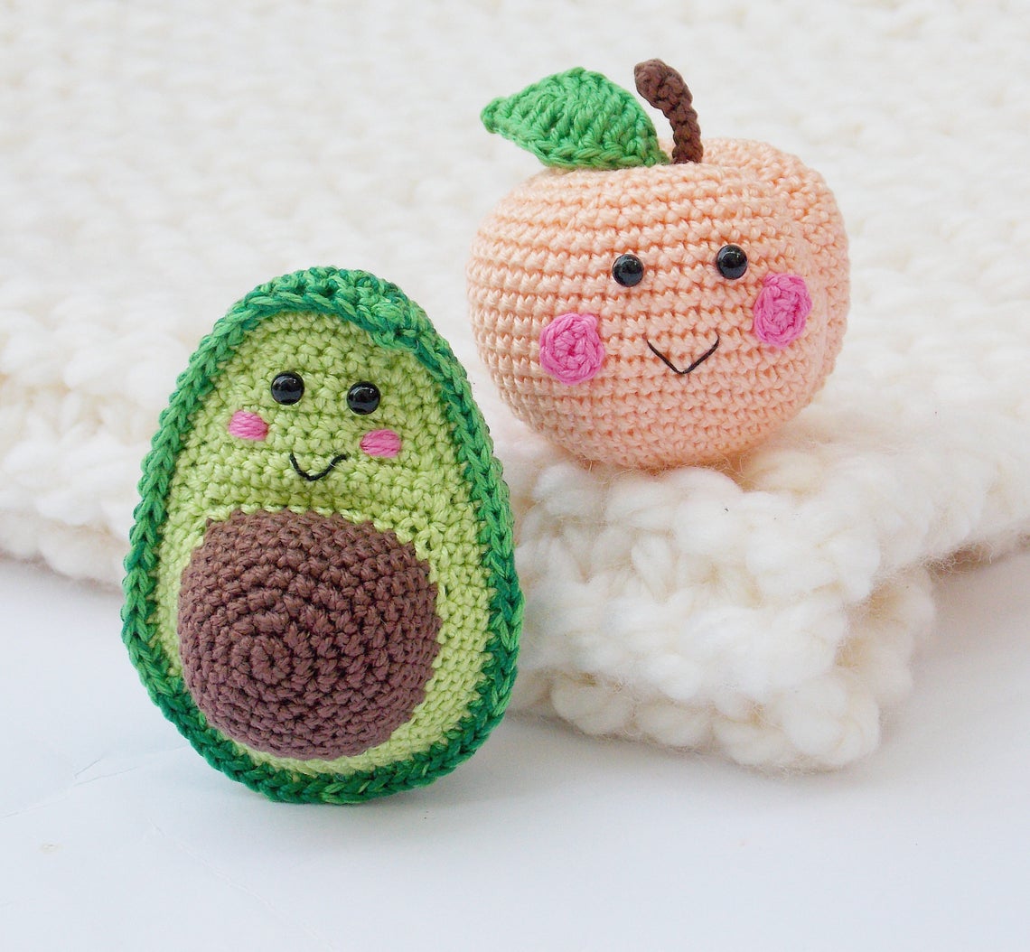 Crochet Peach Kawaii 1 Pc Crochet Fruits Rattle Toys Kids - Etsy