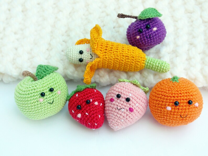 Crochet Plum Kawaii 1 Pc Crochet Fruits Rattle Toys Kids - Etsy