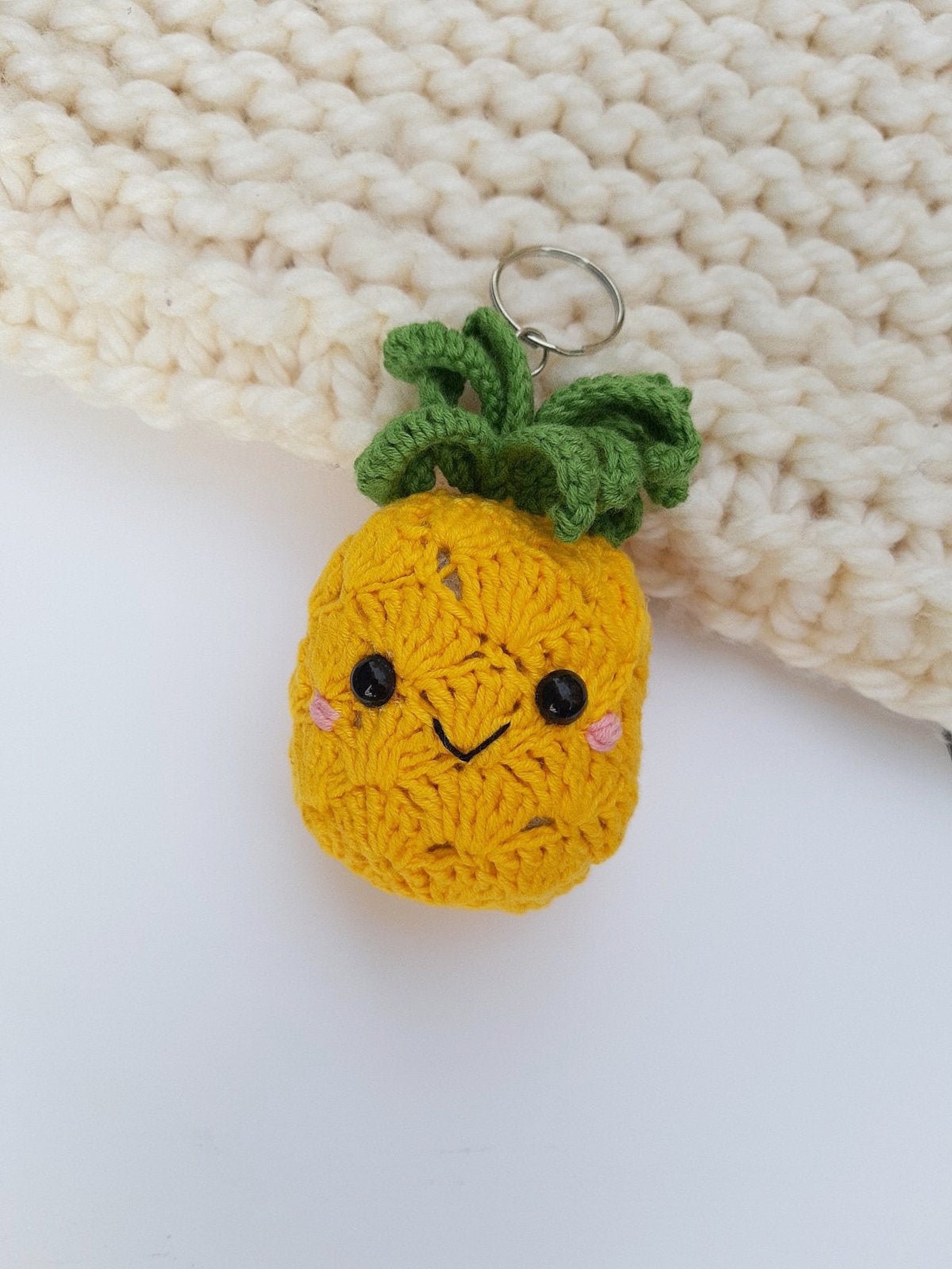 Pineapple kawaii Keychain Crochet Keychain Amigurumi | Etsy