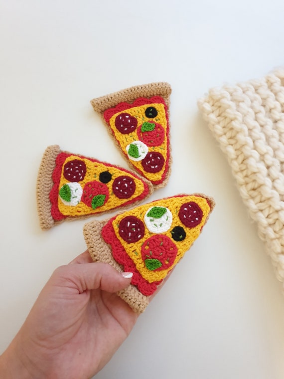 Crochet toy pizzacrochet pizzatether toy play food kitchen | Etsy