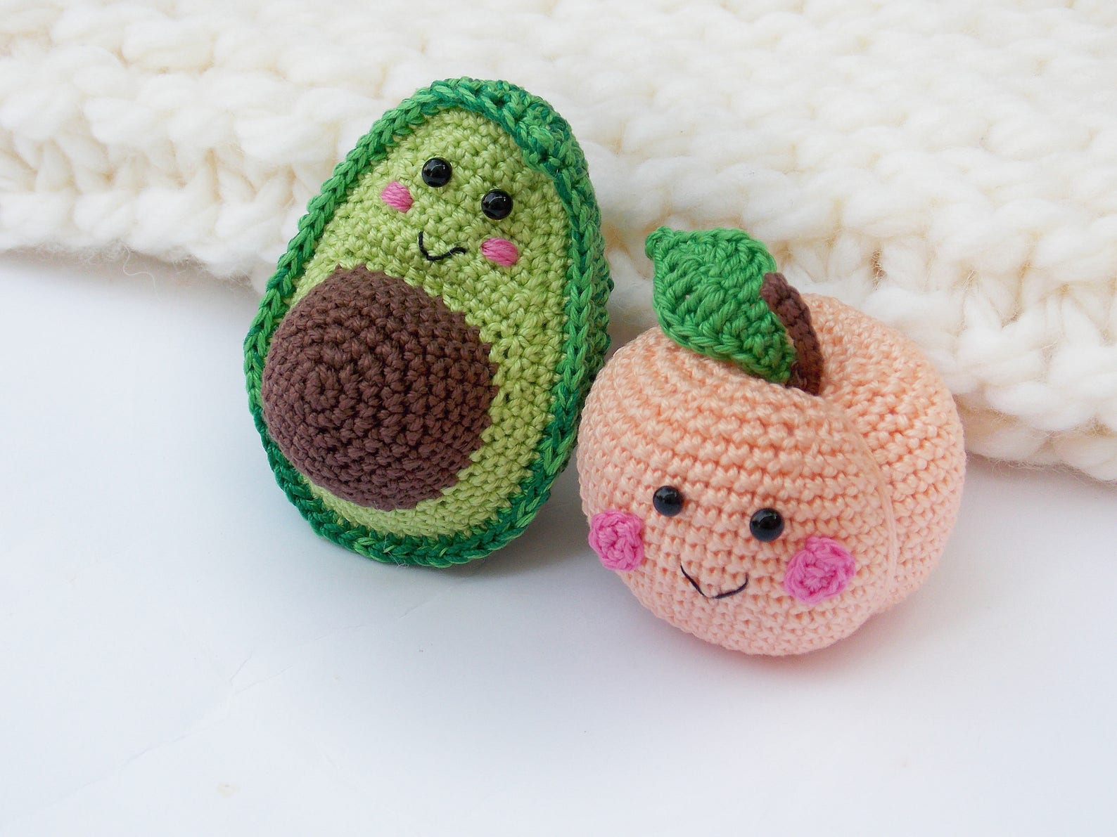 Crochet Peach Kawaii 1 Pc Crochet Fruits Rattle Toys Kids - Etsy