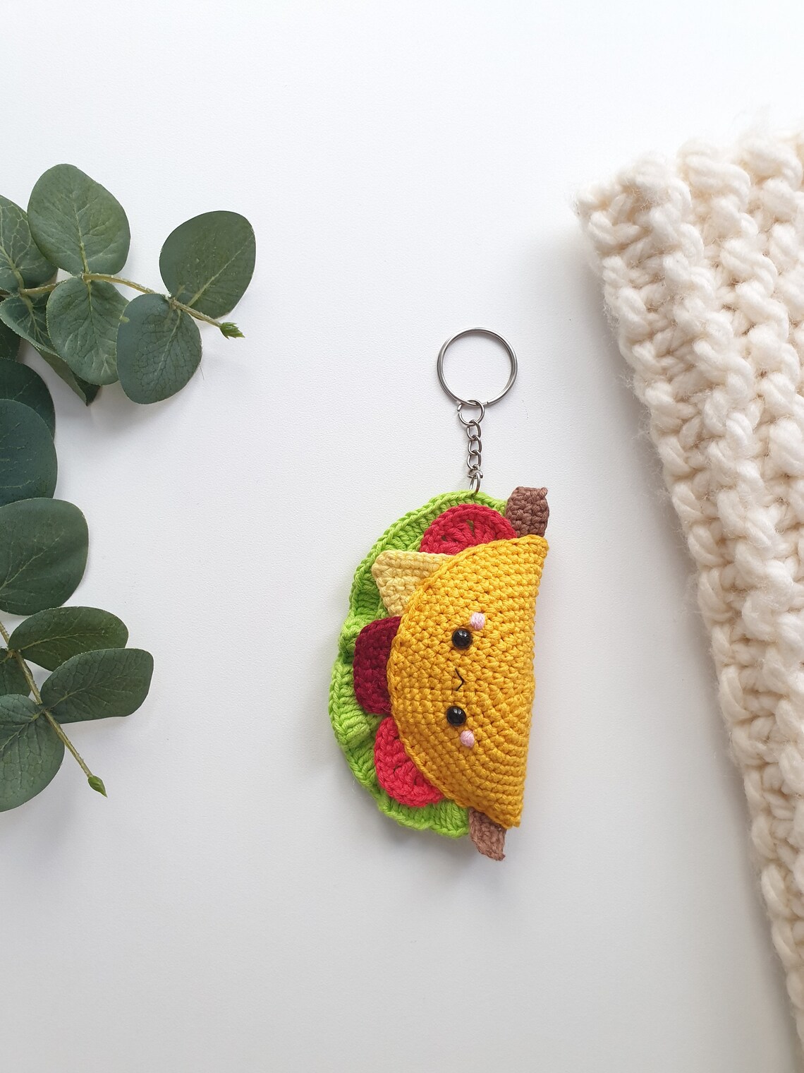 Taco kawaii keychain crochet taco taco keychain food | Etsy