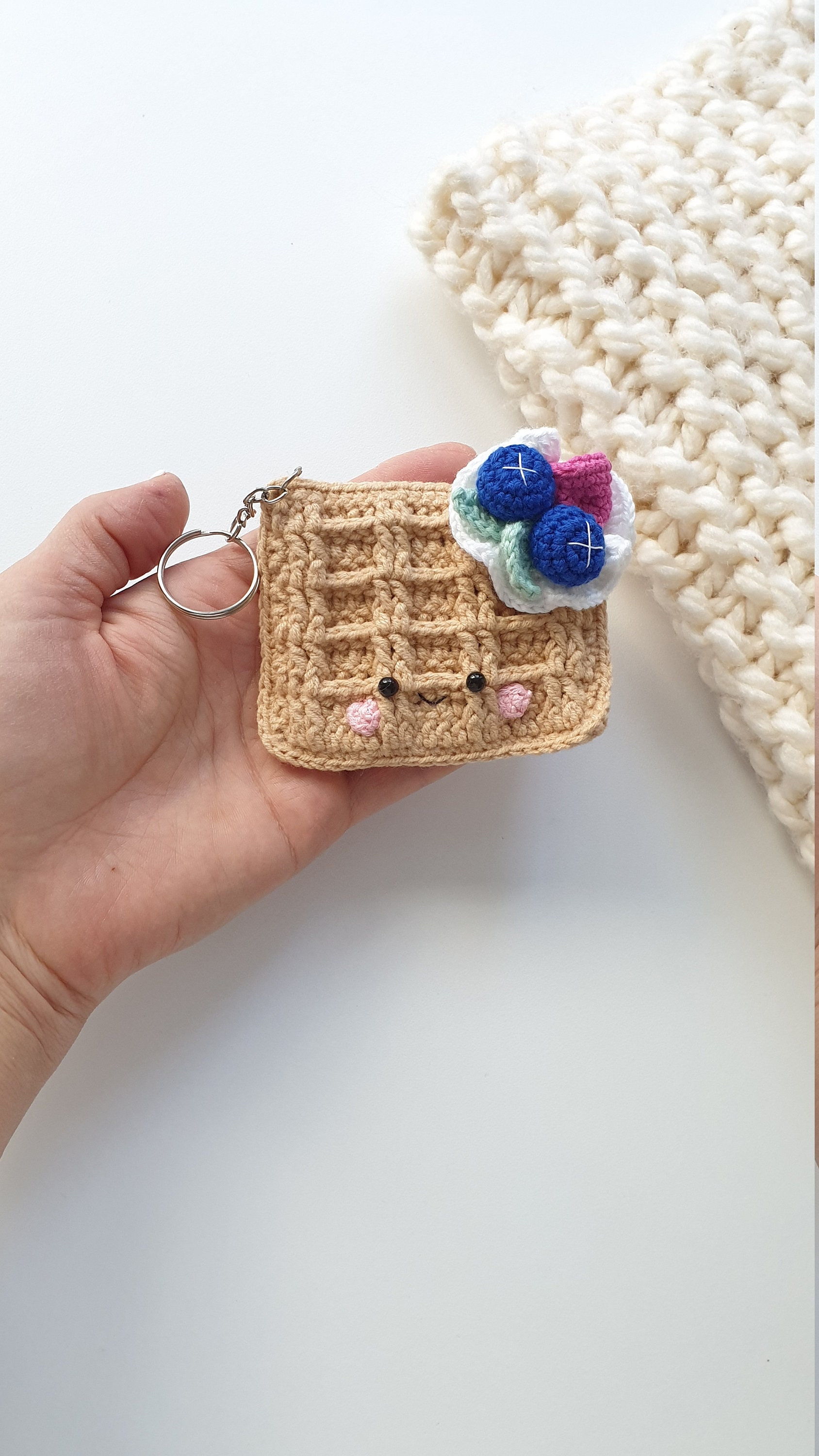 Viennese Waffle Keychain 1pc Baby Gift crochet Dessert - Etsy UK