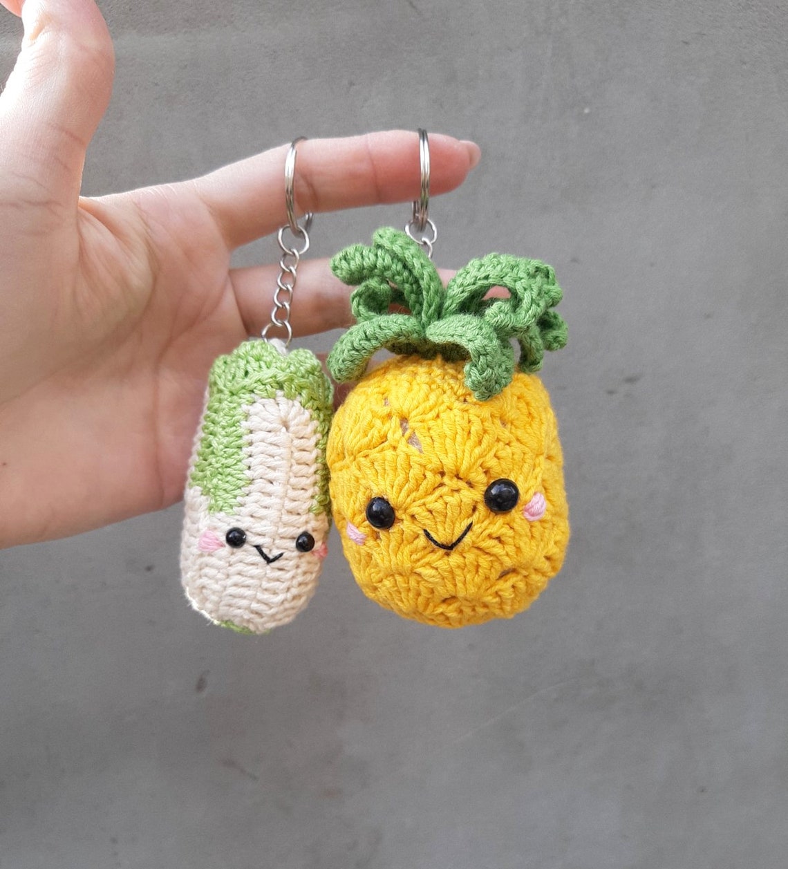 Pineapple kawaii Keychain Crochet Keychain Amigurumi | Etsy