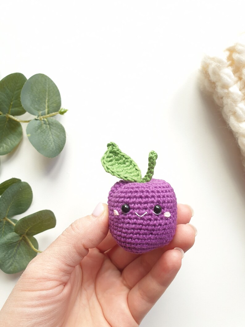 Crochet Plum Kawaii 1 Pc Crochet Fruits Rattle Toys Kids - Etsy