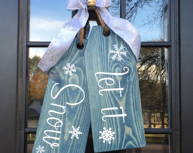 Large Wood Door Tags - Door Hanger - Let It Snow - Hand Painted ...