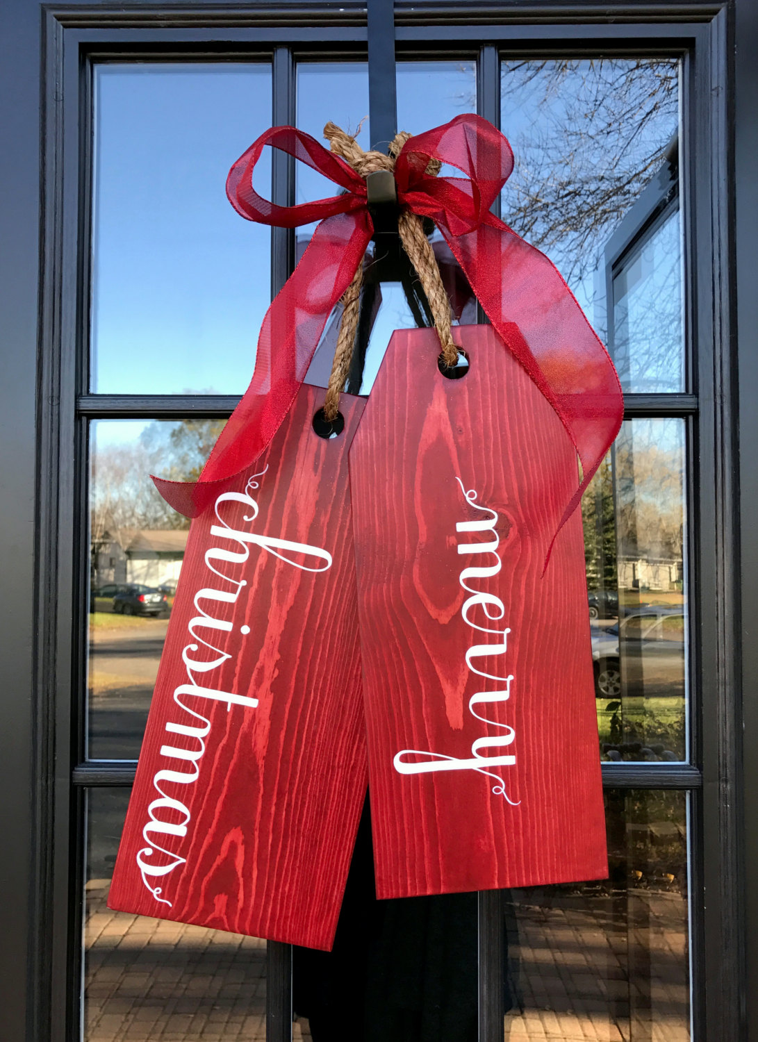 Large Wood Tags Door Hanger Door Tags Merry Christmas | Etsy