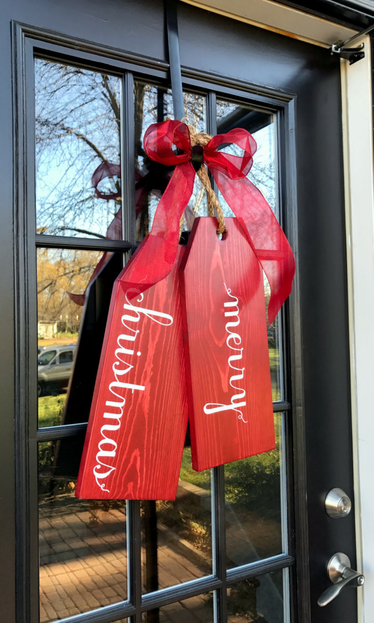 Large Wood Tags Door Hanger Door Tags Merry Christmas | Etsy