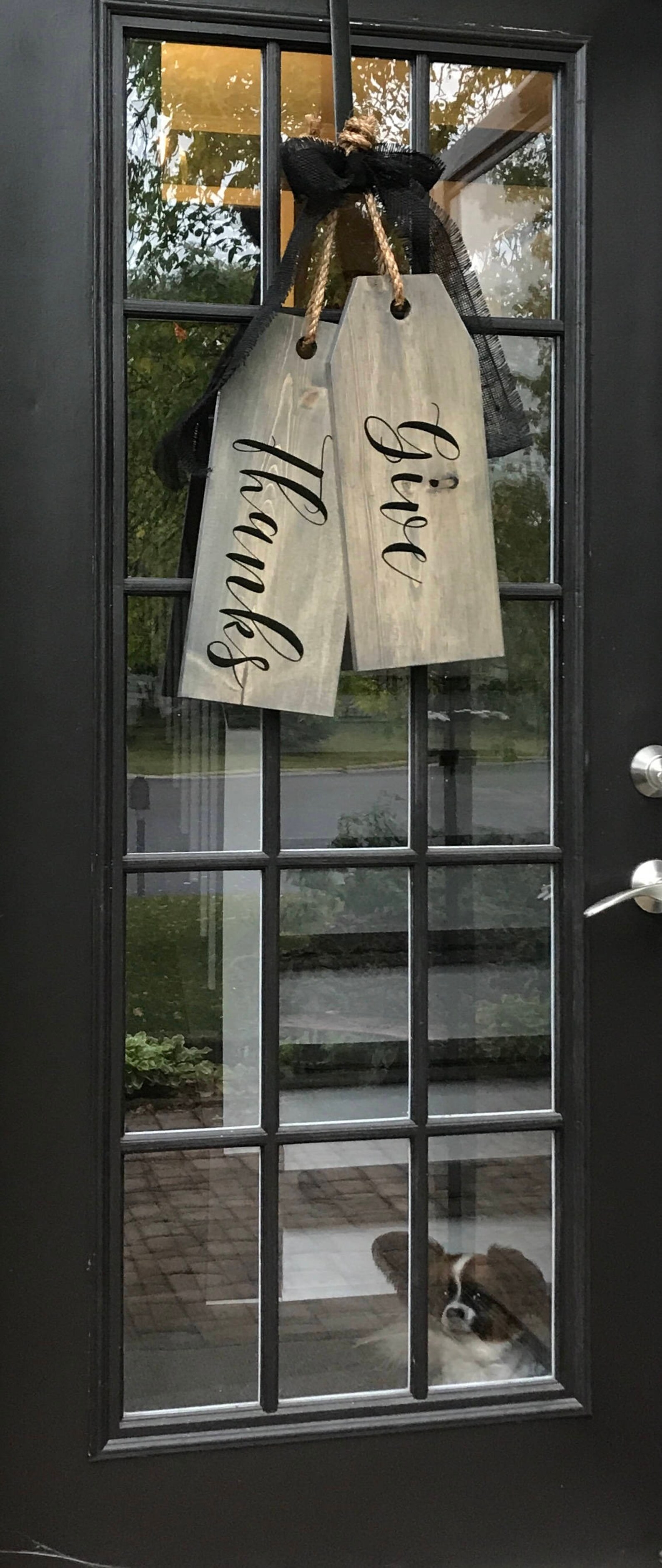 Large Wood Door Tags Door Hanger Give Thanks Hand | Etsy