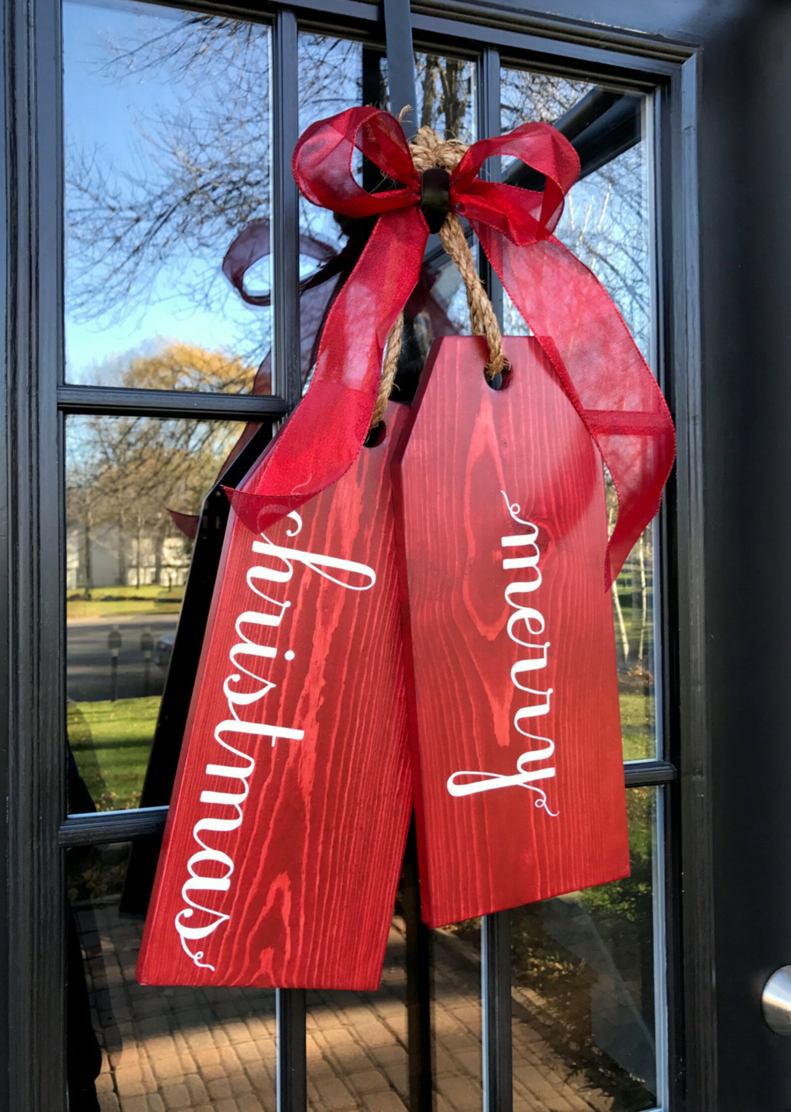 Large Wood Tags Door Hanger Door Tags Merry Christmas | Etsy