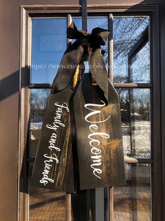 Large Wood Tags Door Hanger Door Tags Welcome Family and | Etsy