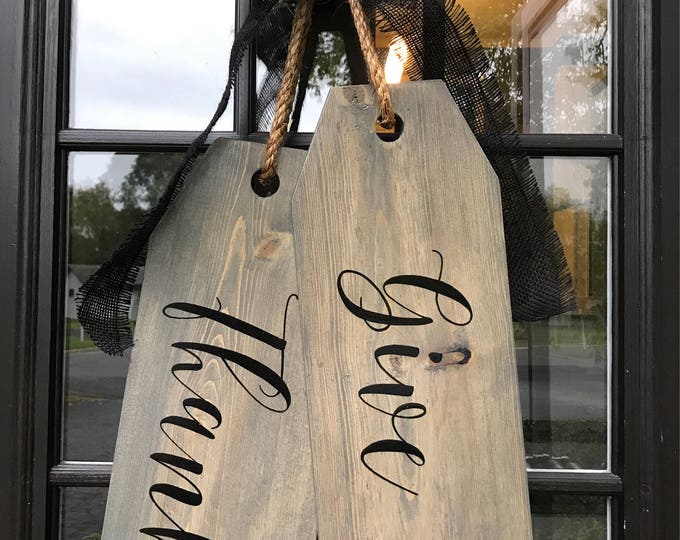 Large Wood Door Tags - Door Hanger - Give Thanks - Hand Painted ...