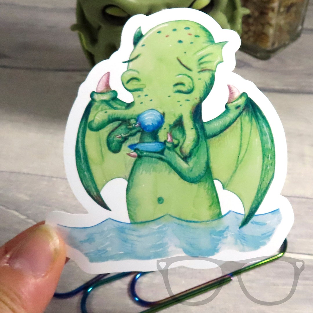 Cthulhu Cute Die Cut Vinyl Sticker, Lovecraft Sticker, Geeky Sticker ...